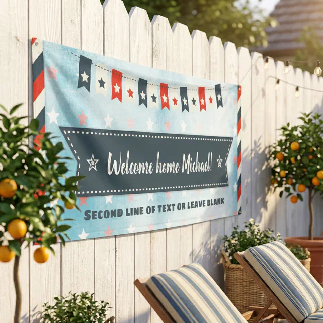 Welcome Home Red white and Blue Stars and Stripes Banner | Zazzle