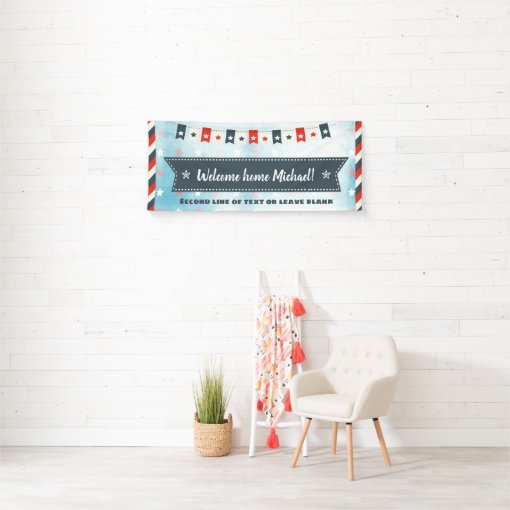 Welcome Home Red white and Blue Stars and Stripes Banner | Zazzle