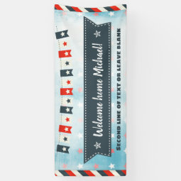 Welcome Home Red white and Blue Stars and Stripes Banner | Zazzle