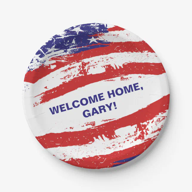 Welcome Home Soldier Military Homecoming Flag Paper Plates | Zazzle