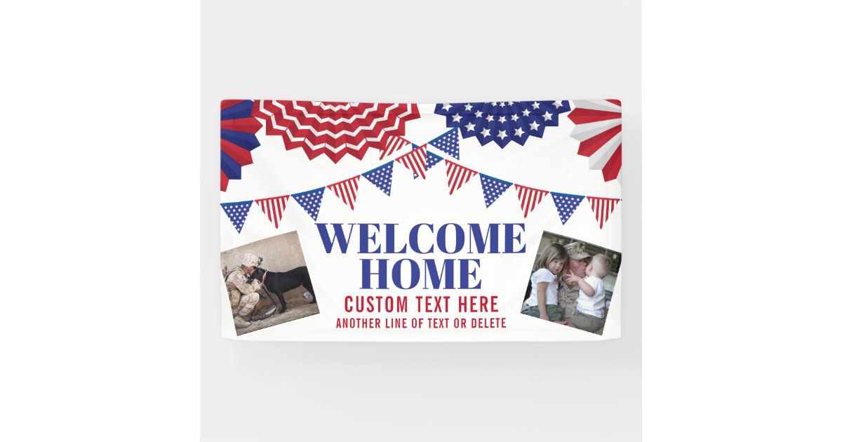 Welcome Home Soldier Patriotic 2 Photos Custom Banner | Zazzle