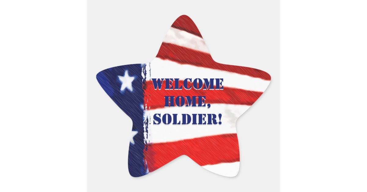 Welcome Home, Soldier! Star Shape Flag Stickers | Zazzle