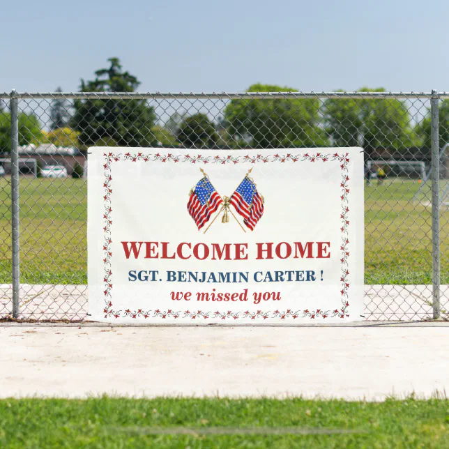 Welcome Home USA Flag Military Army Marine Banner | Zazzle