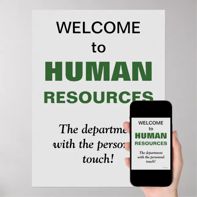 Welcome Human Resources Humorous HR Office Sign | Zazzle