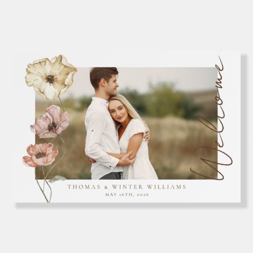 Welcome Icelandic Watercolor Iceland Poppies Photo Foam Board | Zazzle