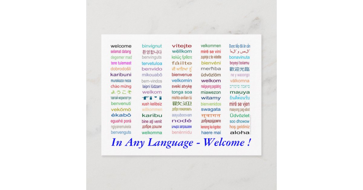 Welcome in 80 Languages Postcard | Zazzle