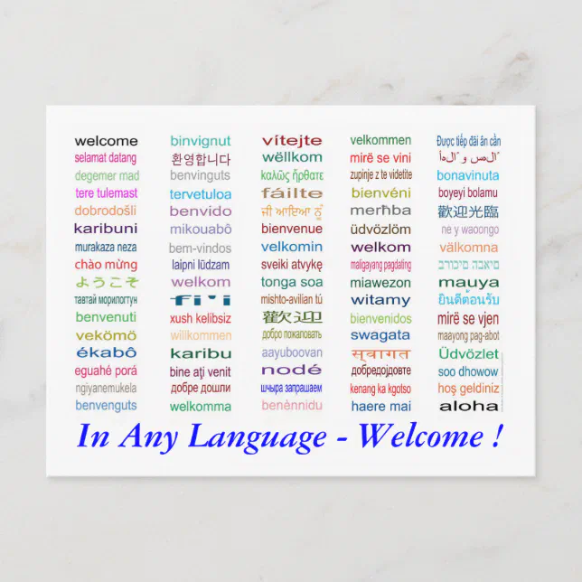 Welcome in 80 Languages Postcard | Zazzle