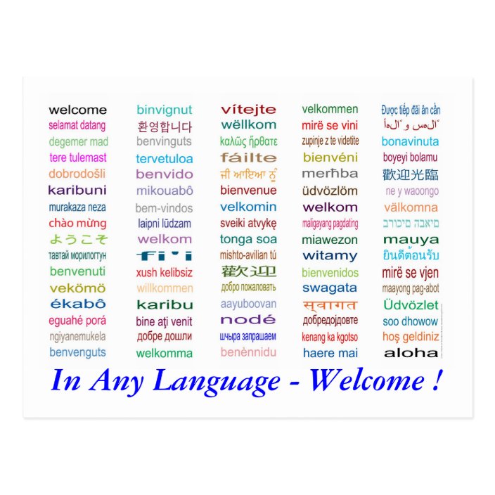 Welcome in 80 Languages Postcard | Zazzle.com