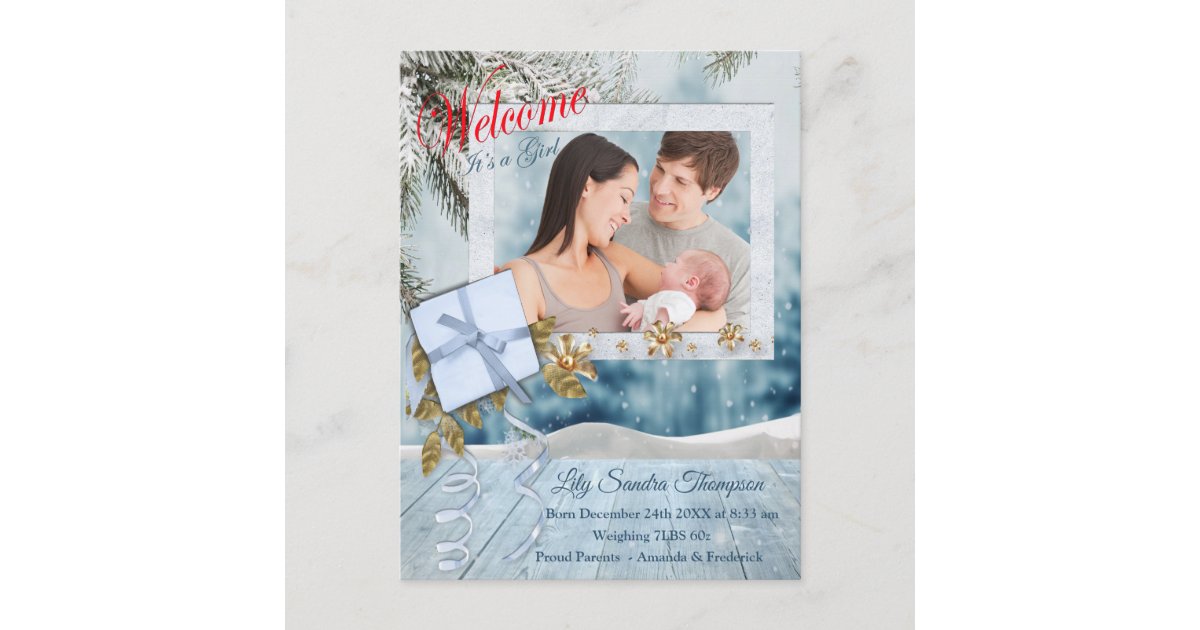Welcome it's a Girl Announcement Postcard | Zazzle