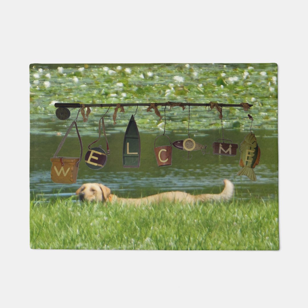 Welcome Labrador Retriever Swimming Doormat | Zazzle