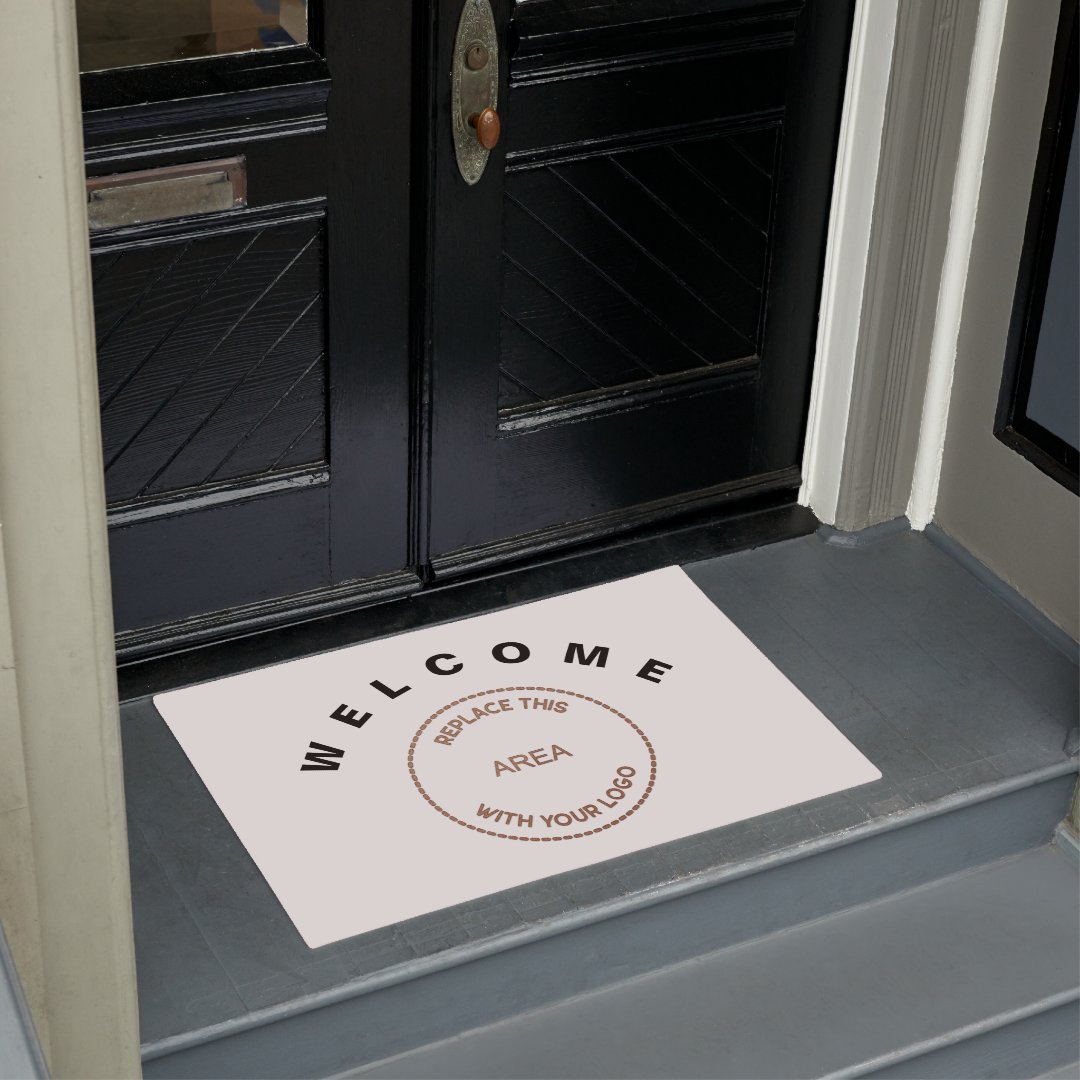 Welcome Large Company Logo Business Office White Doormat | Zazzle