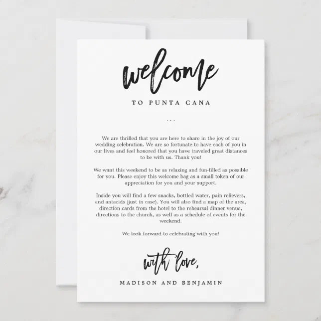 Welcome Letter and Itinerary Card EDITABLE COLOR | Zazzle