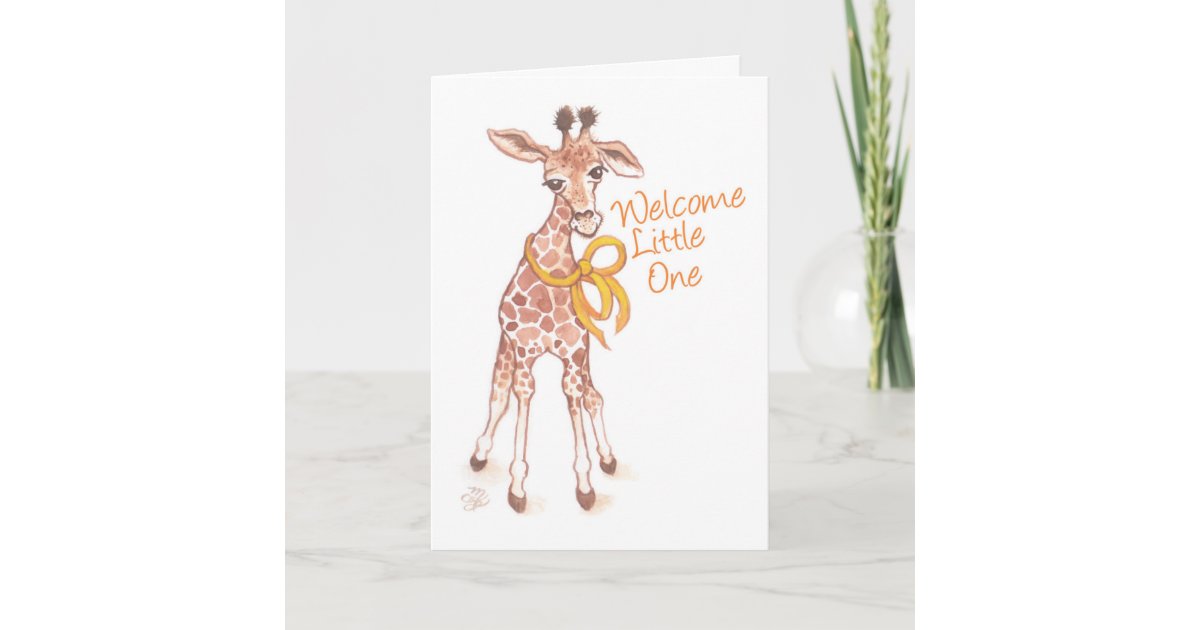 Welcome Little One Cute Giraffe Baby Shower Invitation | Zazzle