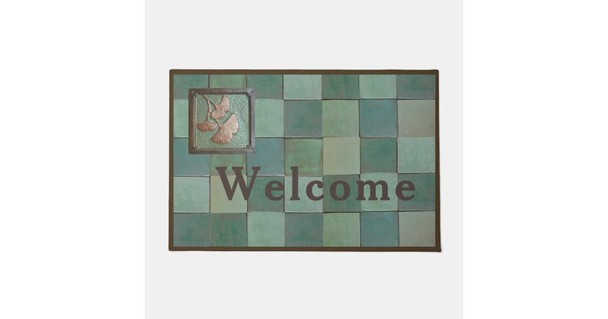 Welcome Mat with Gingko tiles | Zazzle