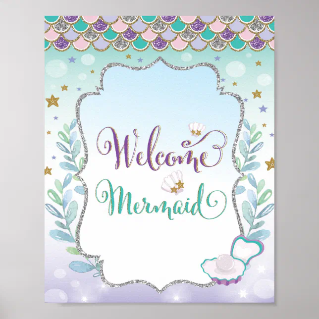 Welcome Mermaid Birthday Decoration Baby Shower | Zazzle