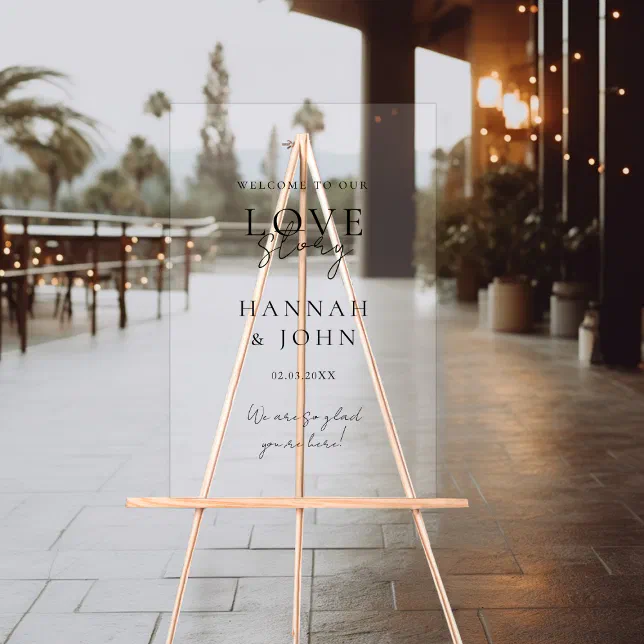 Welcome! Modern, Calligraphy, Wedding Acrylic Sign | Zazzle