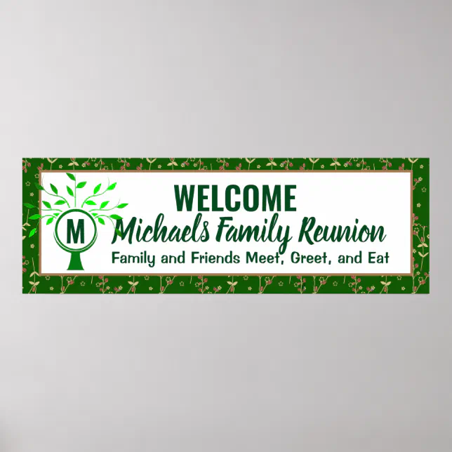 Welcome Monogram Family Tree Reunion Poster | Zazzle