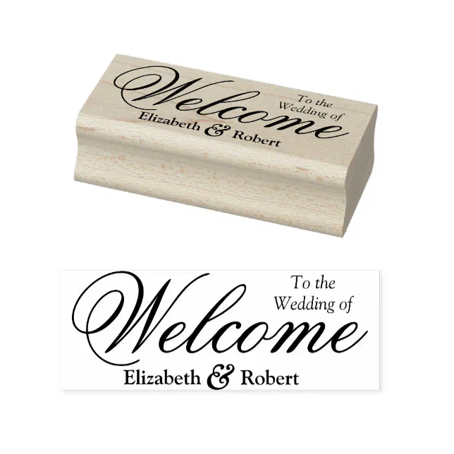 Welcome Monogram Minimalist Elegant Wedding Rubber Stamp | Zazzle