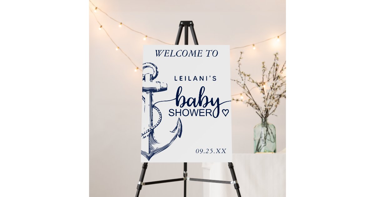 Welcome Nautical Anchor Baby Shower Foam Board | Zazzle