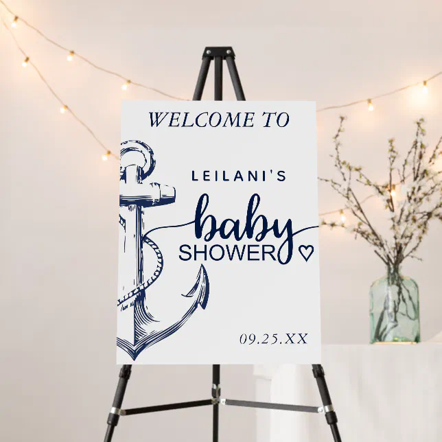 Welcome Nautical Anchor Baby Shower Foam Board | Zazzle