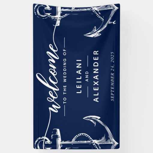 Welcome Nautical Anchor Wedding Banner | Zazzle