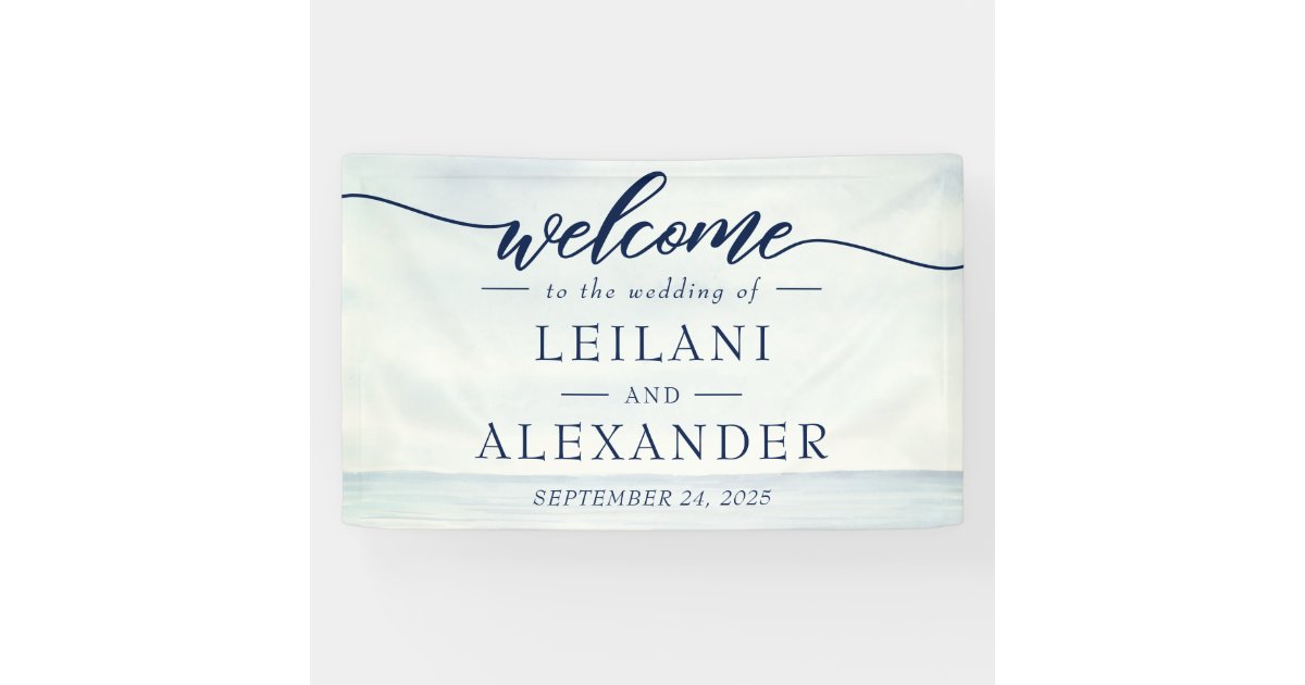 Welcome Nautical Ocean Watercolor Wedding Banner | Zazzle