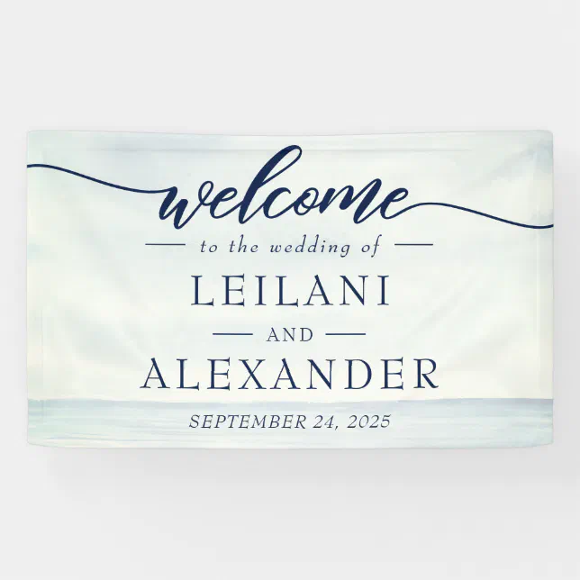 Welcome Nautical Ocean Watercolor Wedding Banner | Zazzle