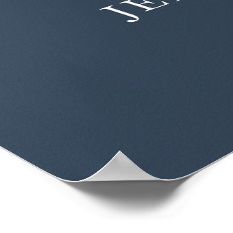 welcome | Navy Blue Calligraphy Simple Wedding Poster | Zazzle