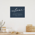 welcome | Navy Blue Calligraphy Simple Wedding Poster | Zazzle