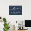welcome | Navy Blue Calligraphy Simple Wedding Poster | Zazzle