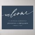 welcome | Navy Blue Calligraphy Simple Wedding Poster | Zazzle