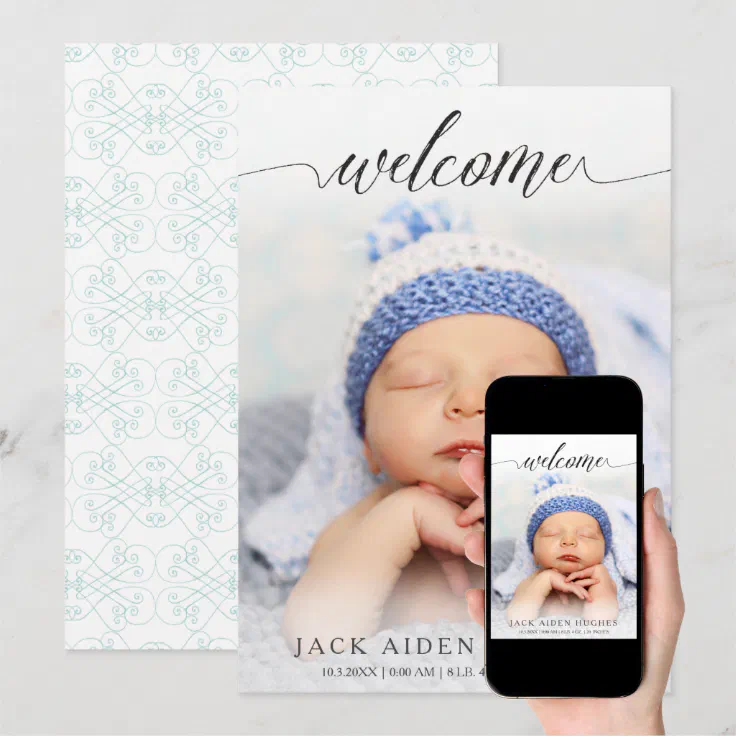 Welcome New Baby Birth Announcement Photo Cards | Zazzle