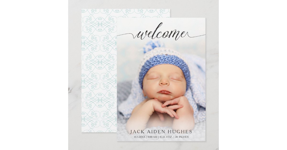 Welcome New Baby Birth Announcement Photo Cards | Zazzle