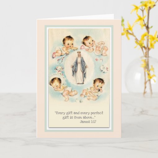 Welcome New Baby Boy or Girl Religious Catholic Card | Zazzle