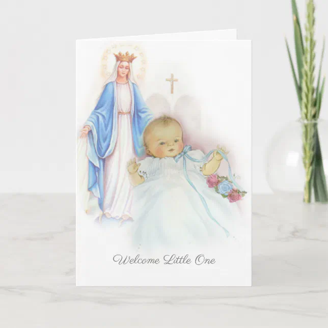 Welcome New Baby Boy or Girl Religious Catholic Card | Zazzle