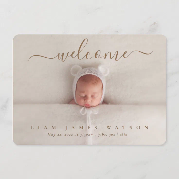 Welcome New Baby Photo Birth Announcement | Zazzle