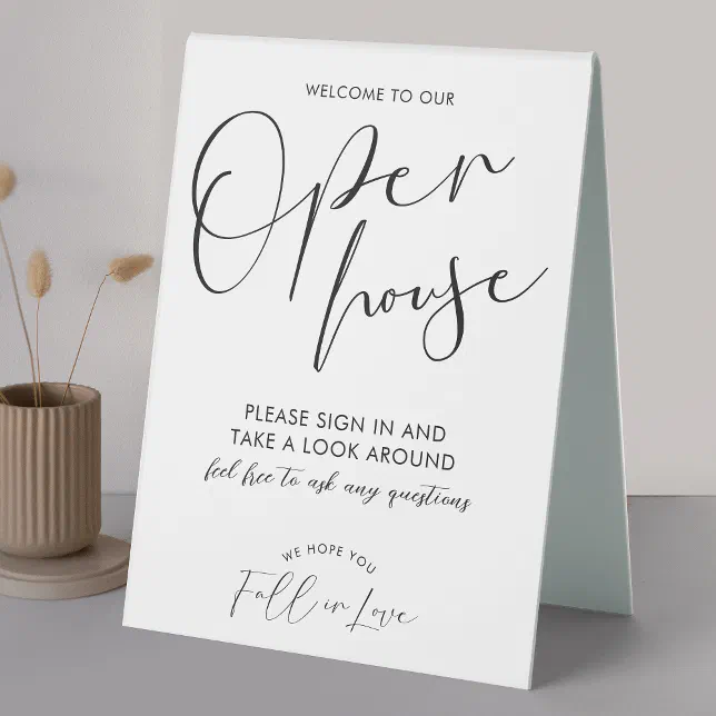 Welcome Open House Real Estate Minimalist Table Tent | Zazzle