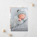 Welcome Photo Collage White Script Birth Announcement | Zazzle