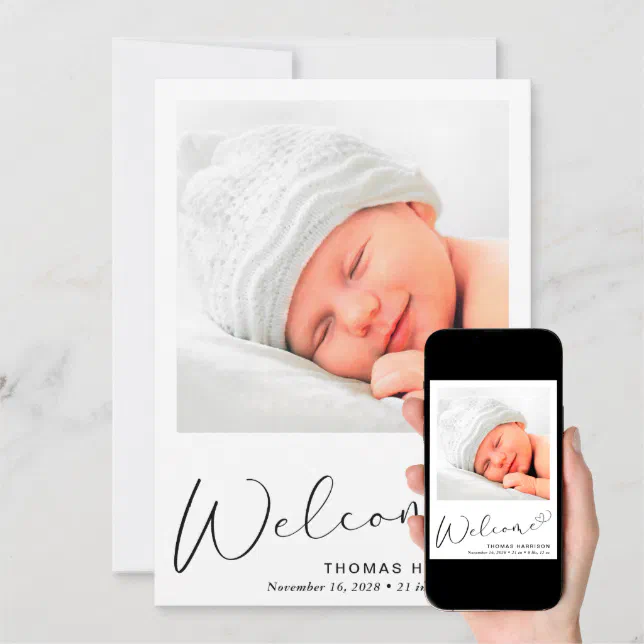 Welcome Photos Birth Announcement | Zazzle