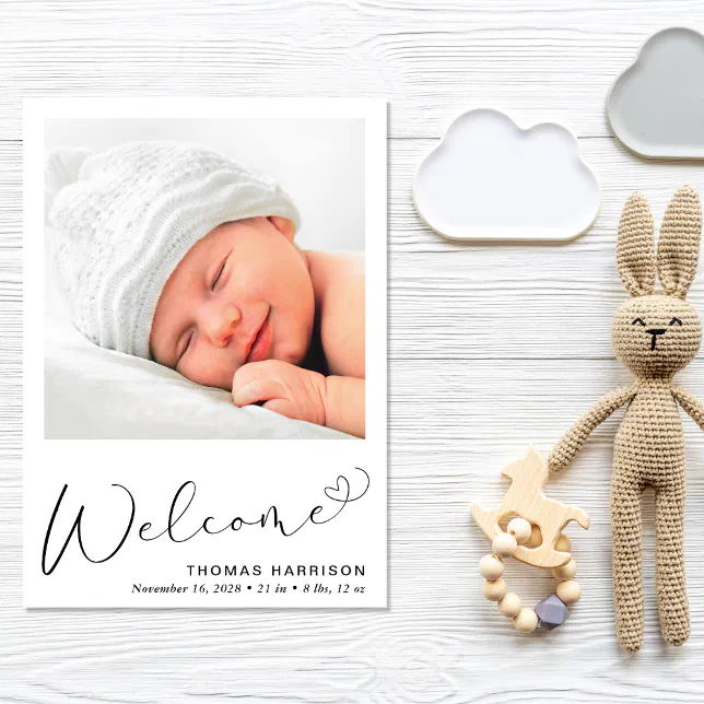 Welcome Photos Birth Announcement | Zazzle