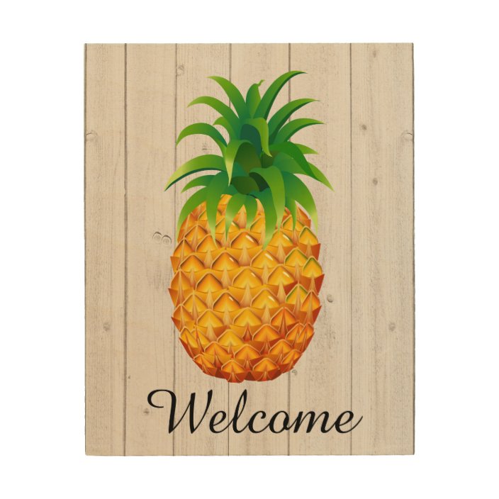 Welcome Pineapple on Wood - SRF Wood Wall Art | Zazzle.com
