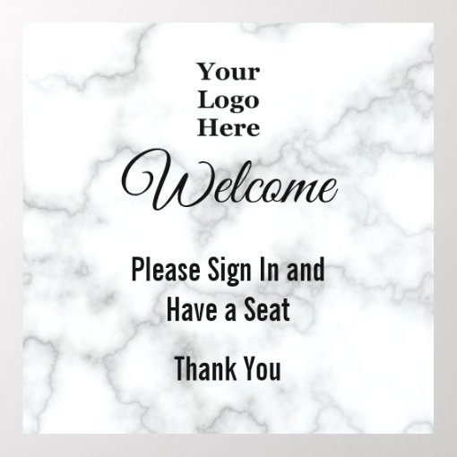 Welcome Please Sign In Have a Seat Your Logo Here Wall Decal | Zazzle