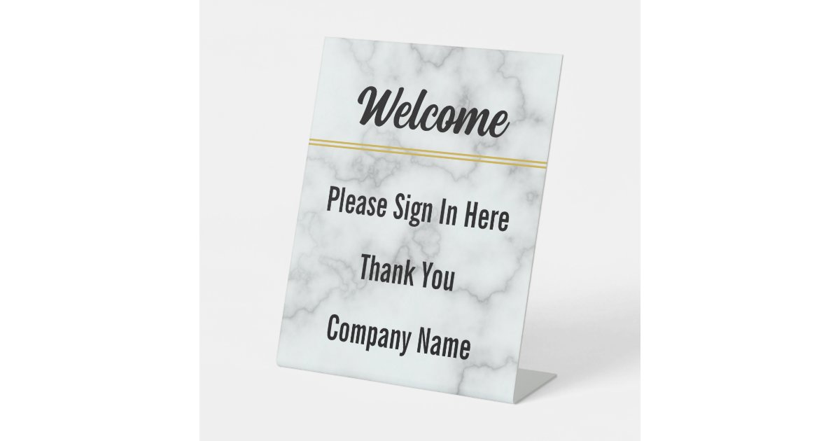 Welcome Please Sign In Here Elegant Faux Marble | Zazzle