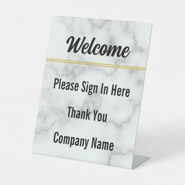 Welcome Please Sign In Here Elegant Faux Marble | Zazzle