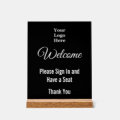 Welcome Please Sign In Logo Black Acrylic Sign | Zazzle
