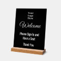 Welcome Please Sign In Logo Black Acrylic Sign | Zazzle