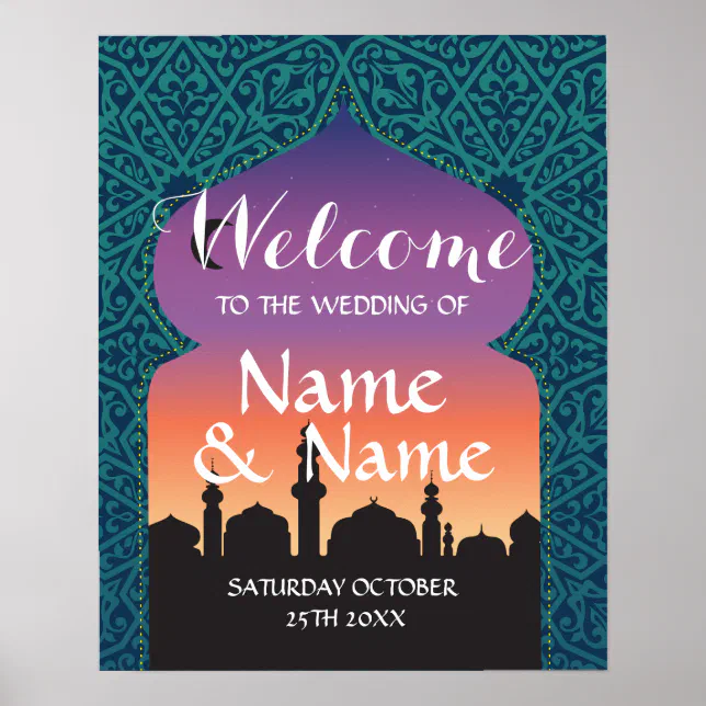 Welcome Poster Sign Wedding Arabian Nights Poster | Zazzle