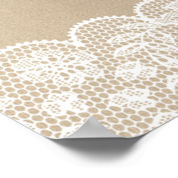 Welcome Poster Sign Wedding Lace Burlap Poster | Zazzle