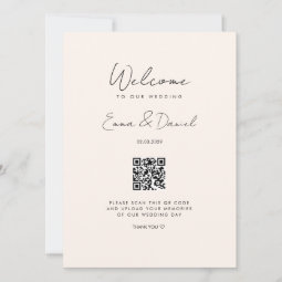 Welcome QR Code Beige Wedding Galery | Zazzle