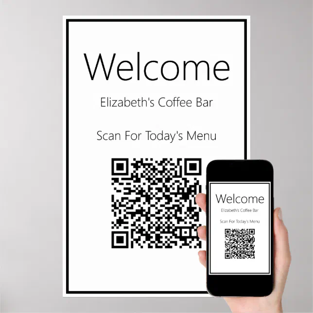 Welcome QR Code For Today's Menu Template Poster | Zazzle